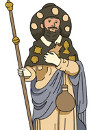 Artists impression of a typical medieval pilgrim.